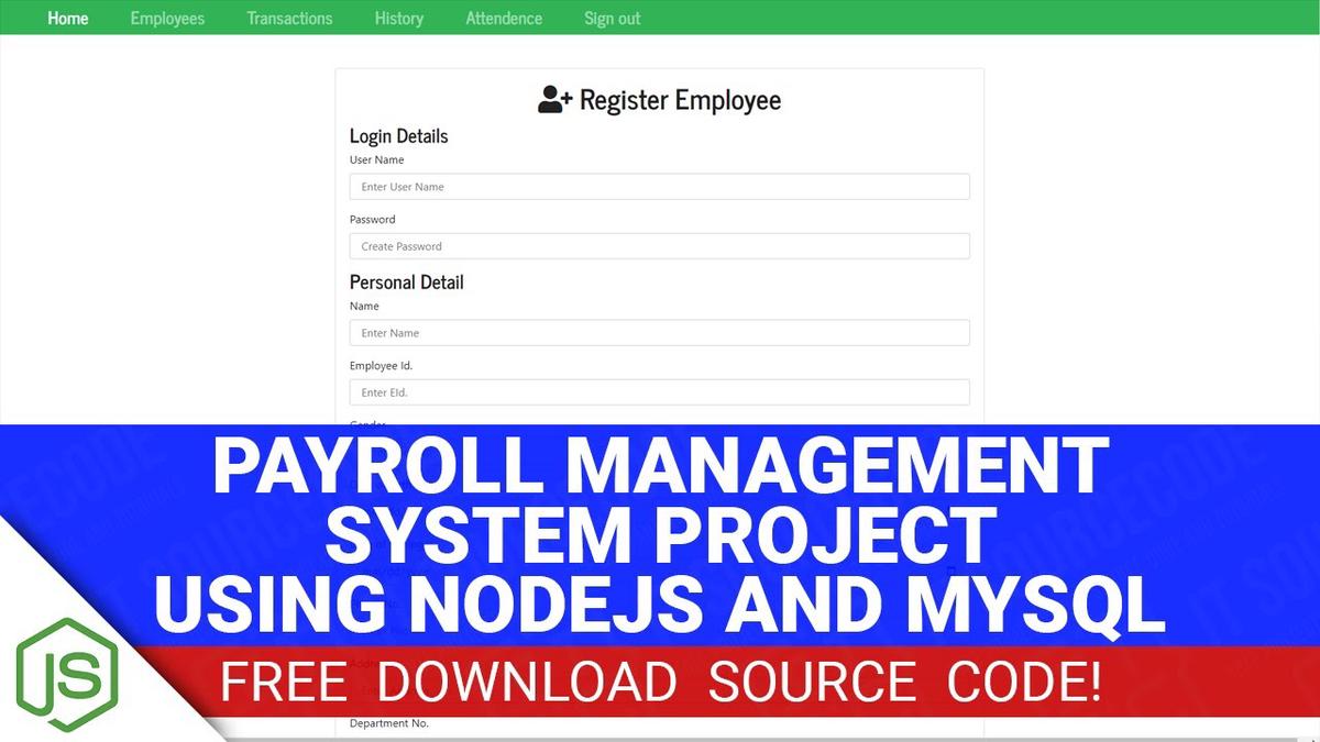 Payroll Management System Project in Node JS with Source Code (Free Download)