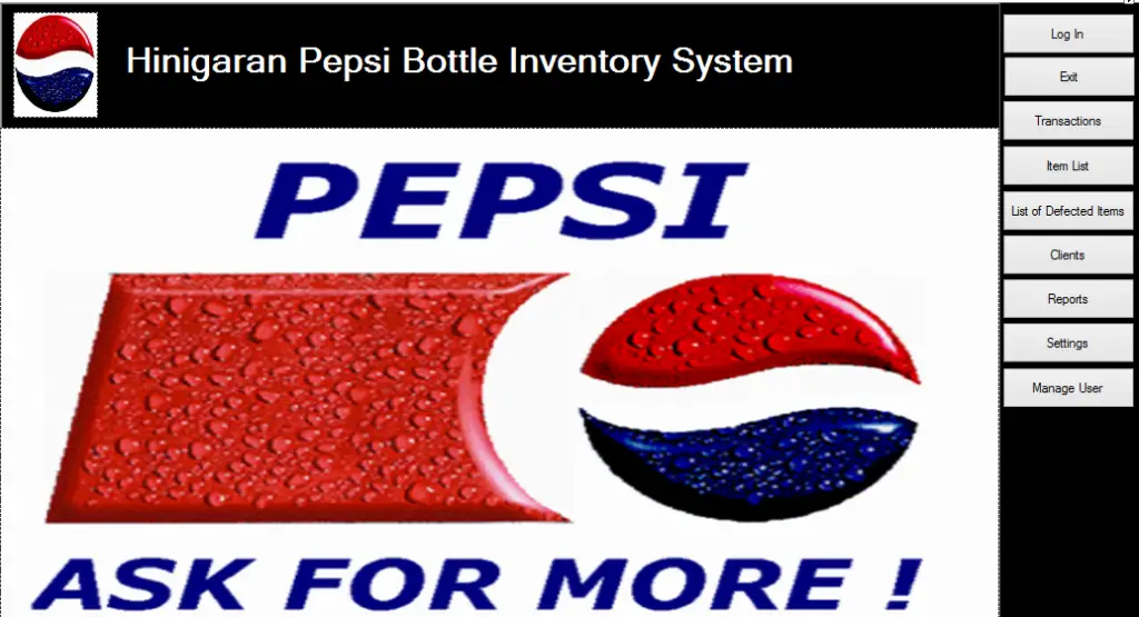 PEPSI Bottle Inventory System Using VB.net and MS Access - Itsourcecode.com