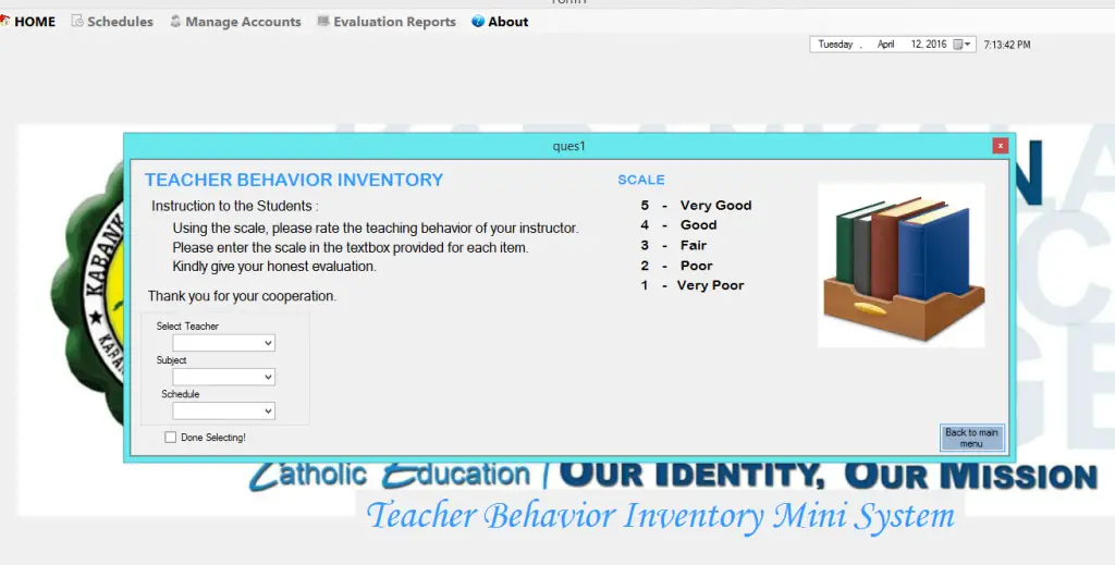 KCC Teacher Inventory System in VB.net - 2022