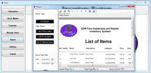 EDM Farm Implements and Retailer Inventory System