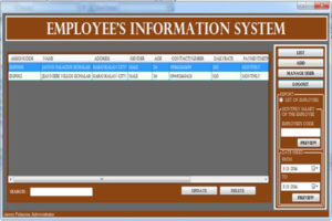 Employee's Information Management System in VB.net with Source Code