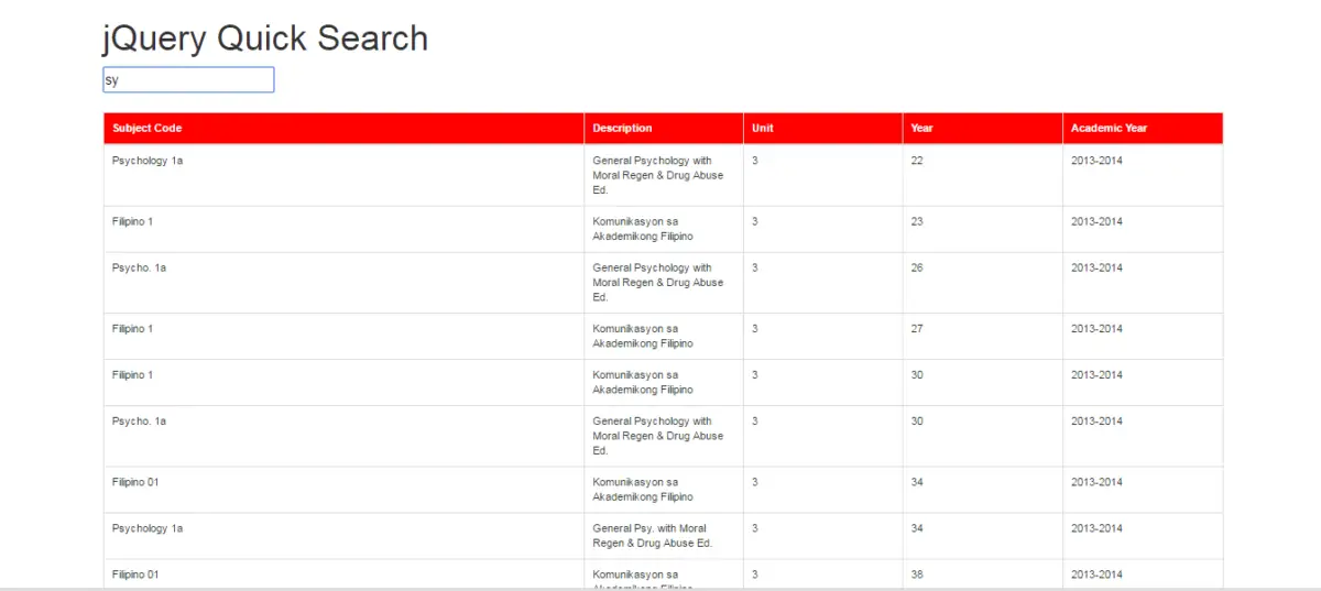 Quick Search with jQuery, PHP and MySQL Database - 2022 - FREE