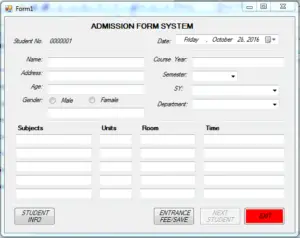 Admission Form System Using VB.Net with Source Code - [2022]