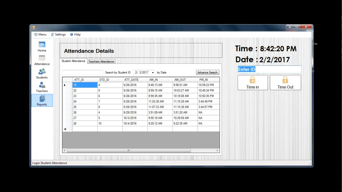 Attendance Monitoring System for RTTSE in VB.net with Source Code