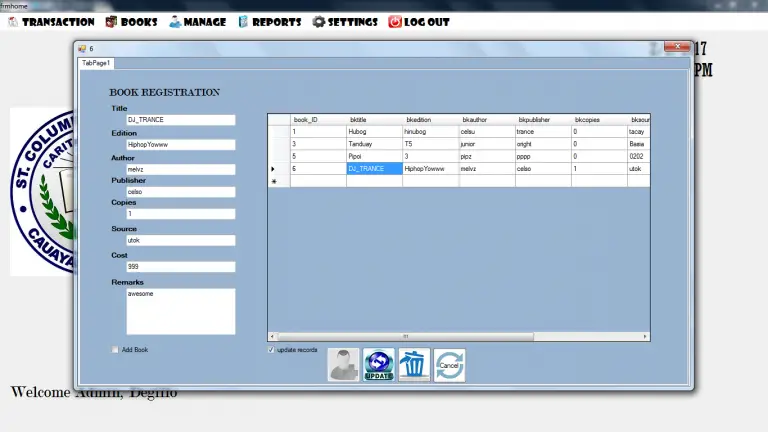 Library Management System for St. Columban's Academy in VB.net