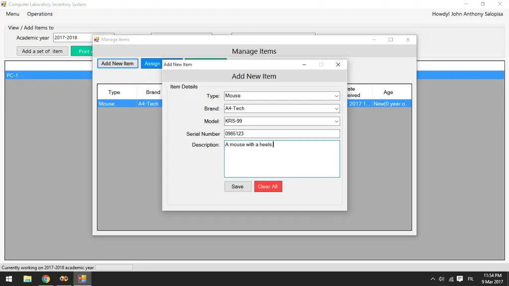 KCC Computer Laboratory Inventory Management System in Vb.Net