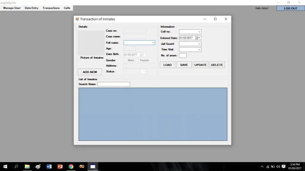 Jail Management System using Vb.net and MS Access Database - 2022