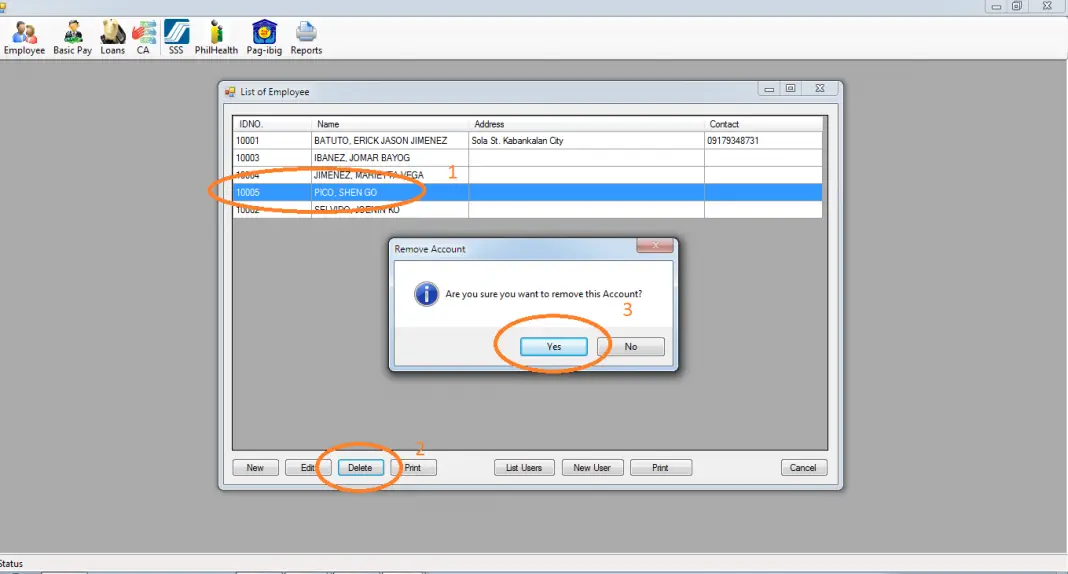 110 Delete Statement Using Visual Basic Application For Managing Payroll System Module
