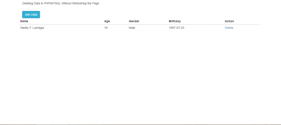Delete Data In PHP & MYSQL without Refreshening Page