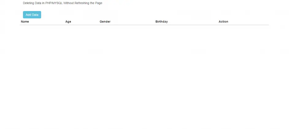 Delete Data In PHP & MYSQL without Refreshening Page