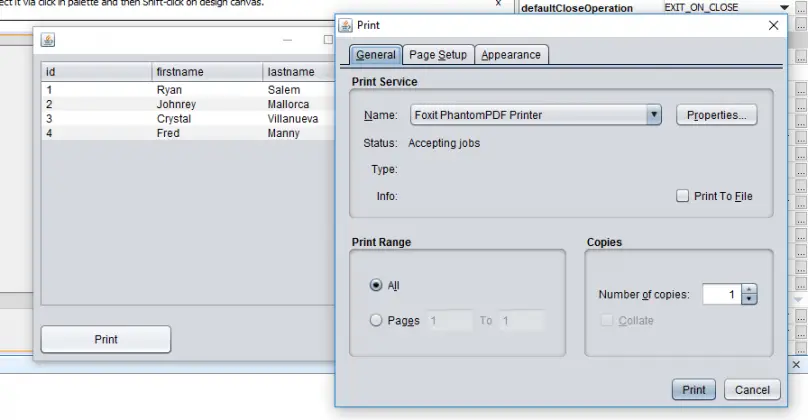 Print Data In Table Using Java Tutorial In Netbeans Free