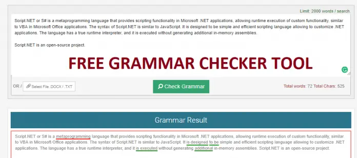 free grammar checker tool source code for your website - 2022