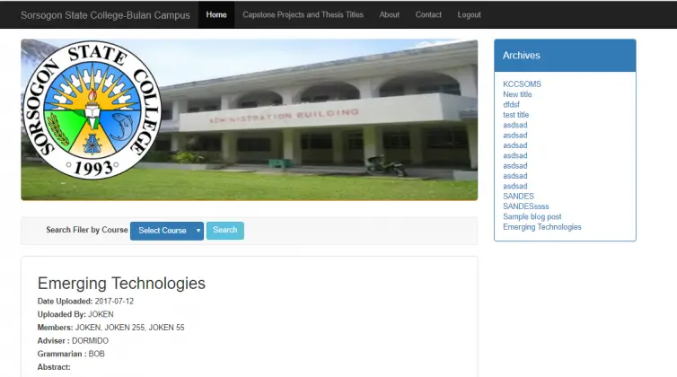 Thesis Online Archiving System using PHP Source Code Project - 2022