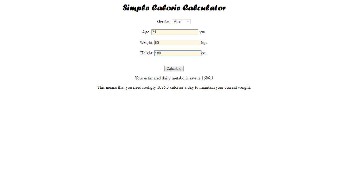 How to Create Simple Calorie Calculator Using PHP