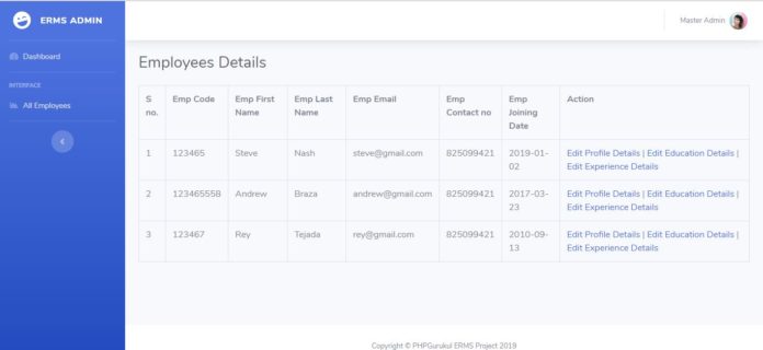 Employee Management System Project in PHP With Source Code