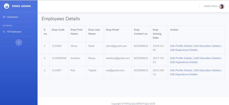 Employee Management System Project in PHP With Source Code