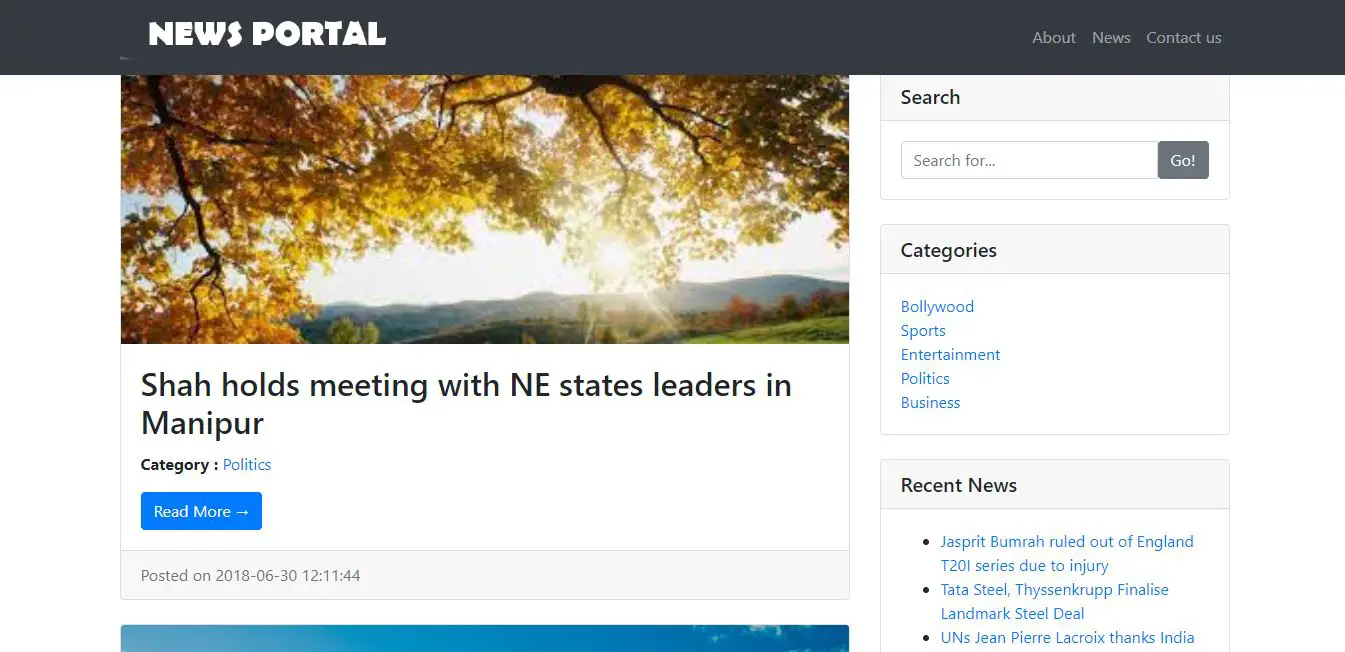 News Portal Project in PHP Free Download - Source Code