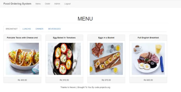 Online Food Ordering System Project In PHP With Source Code | Video
