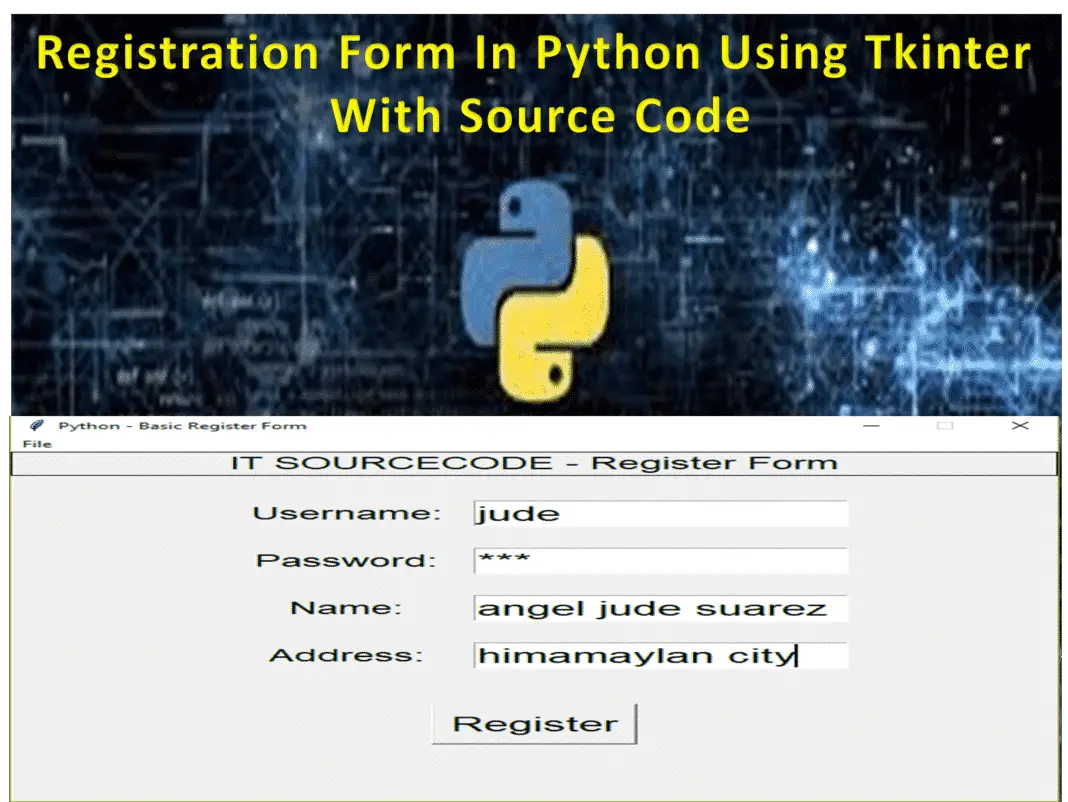 Registration Form Using Tkinter In Python With Source Code
