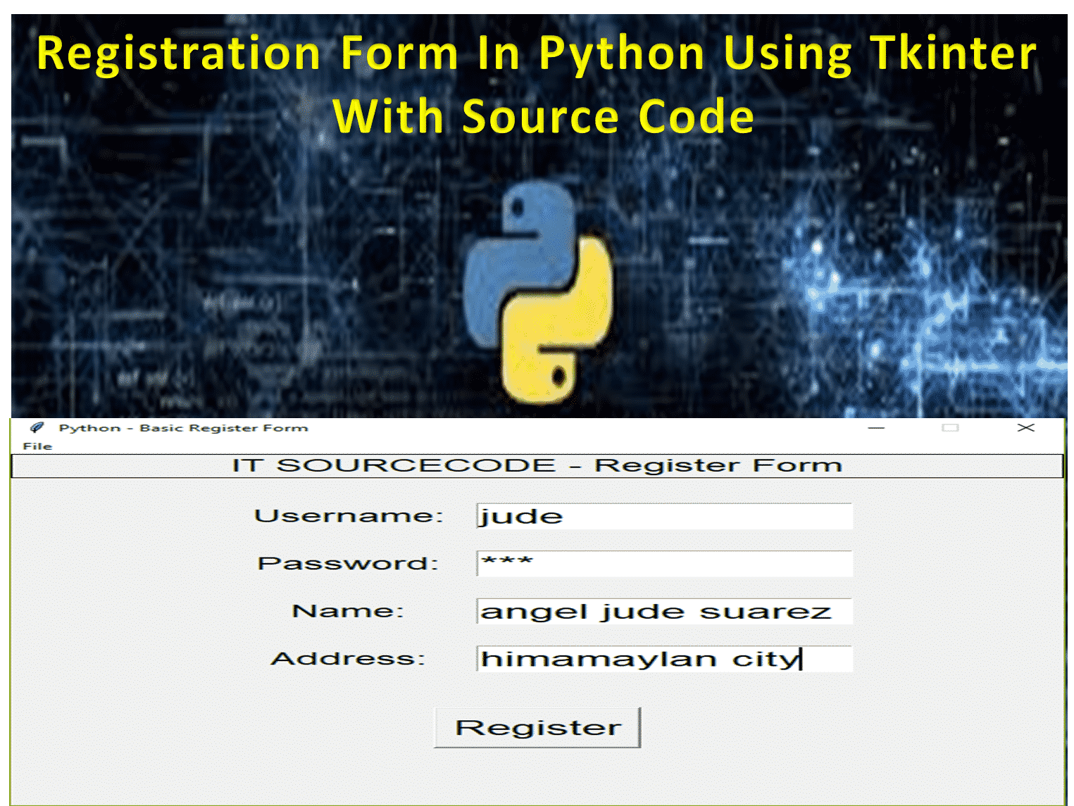 Registration Form In Python Using Tkinter With Source Code 2020
