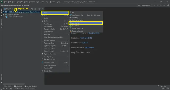 Vehicle Inventory System in Python with Source Code