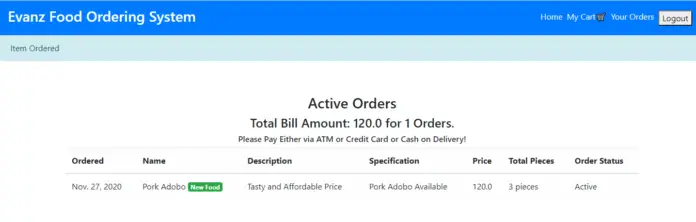 Python Django Online Food Ordering System With Source Code