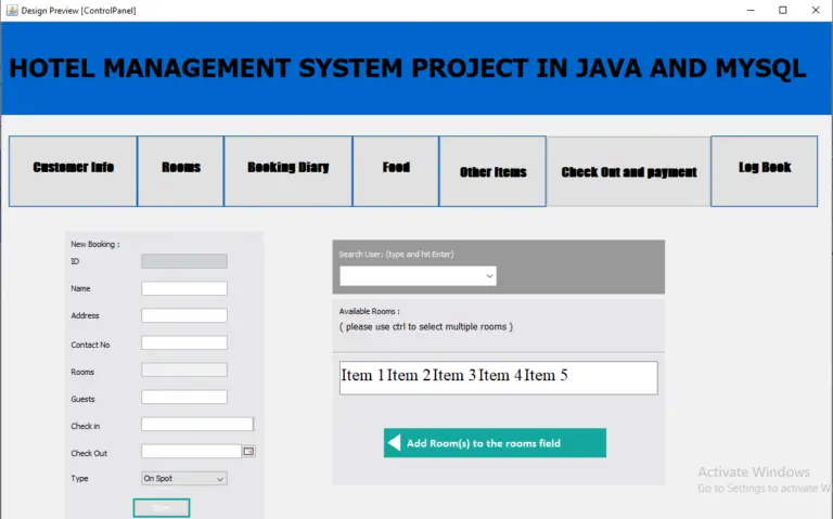 Hotel Management System Project In Java With Source Code 7026