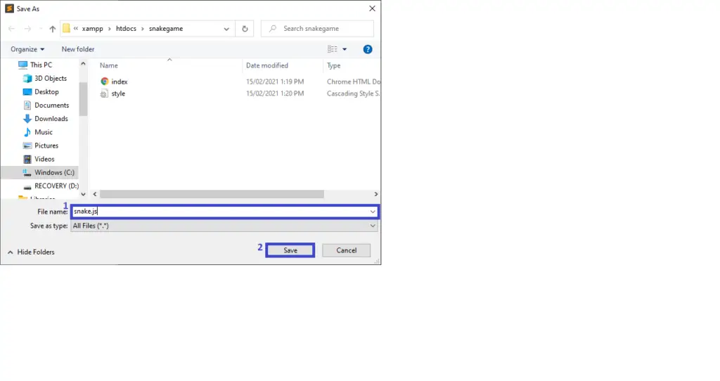 JavaScript Snake Game with Source Code