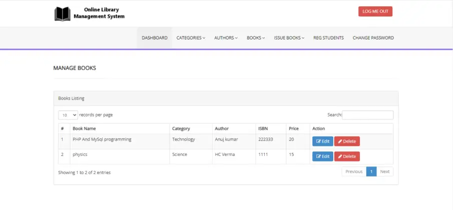 Library Management System Project in PHP with Source Code