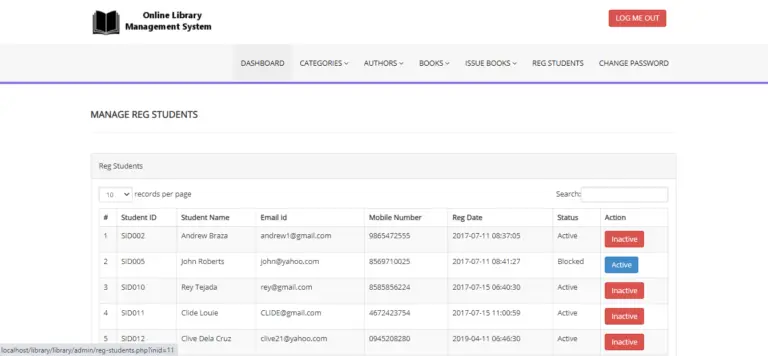 Library Management System Project in PHP with Source Code