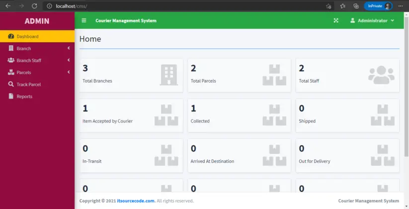 Courier Management System Project in PHP and MySQL
