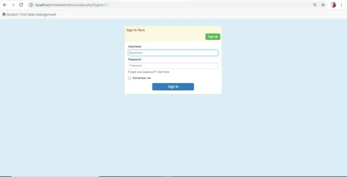 Time Table Management System Project Source Code In PHP