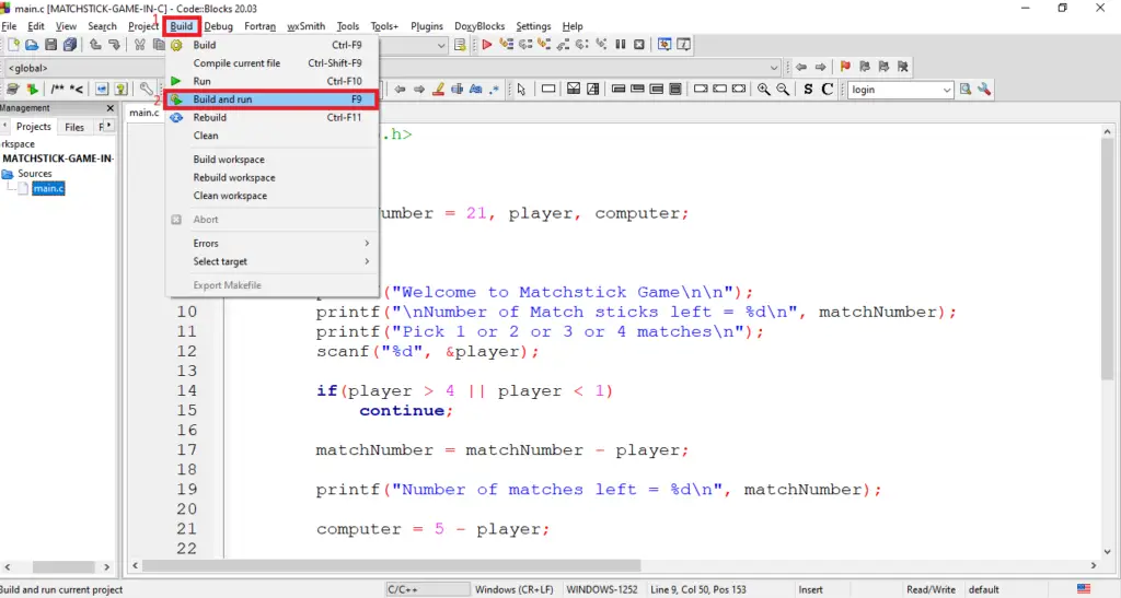 Matchstick Game in C with Source Code - Itsourcecode.com