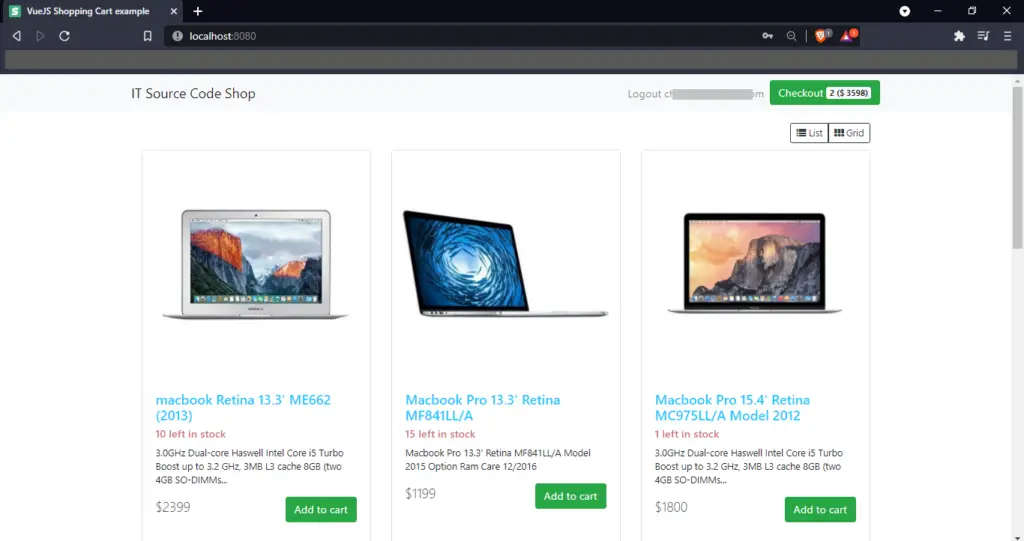 Online Shopping Cart System In Vue Js And Firebase Database 