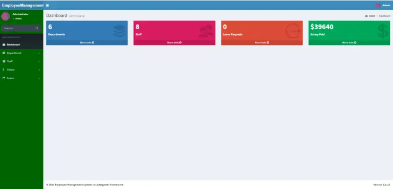 Employee Management System Project In PHP CodeIgniter