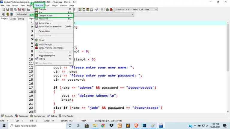 Login System C++ with Source Code - Itsourcecode.com