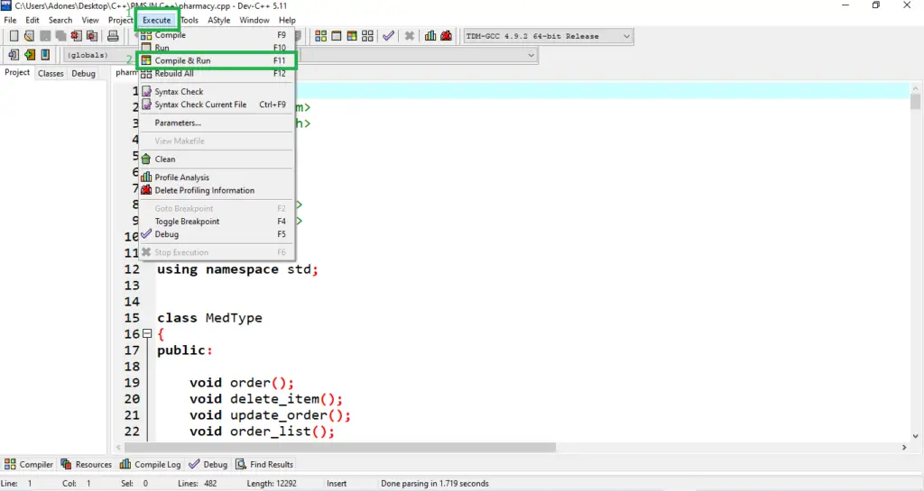 Pharmacy Management System Project in C++ with Source Code
