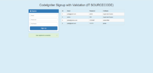 Simple Registration Form In CodeIgniter With Database