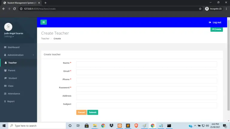 Student Management System in Laravel With Source Code