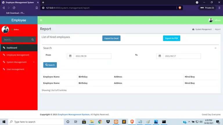 Employee Management System in Laravel With Source Code