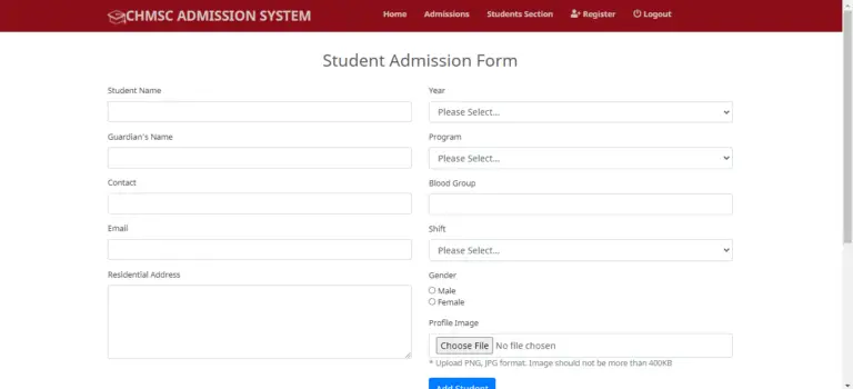 Student Admission Management System In CodeIgniter