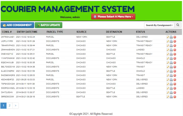 Courier Management System Project In CodeIgniter With Source Code