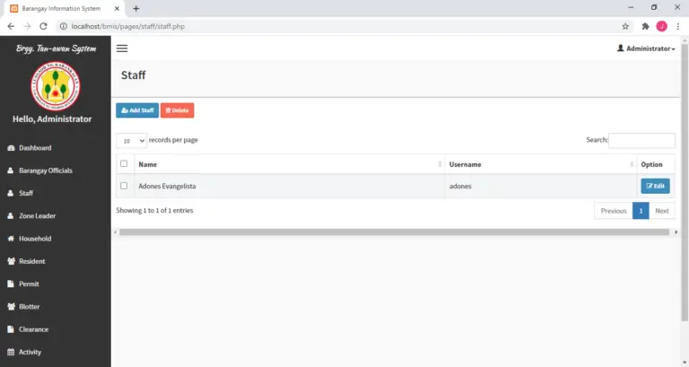 Barangay Management System Project in PHP with Source Code