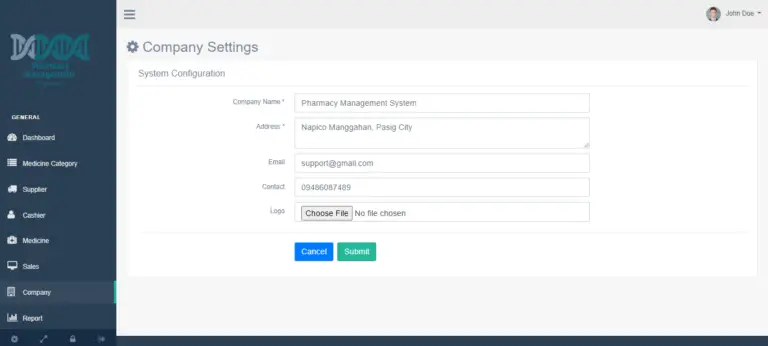 Pharmacy Management System Free Bootstrap Template Source code
