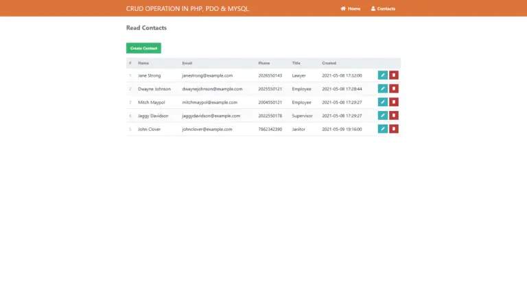 Crud In Php And Mysql With Source Code 