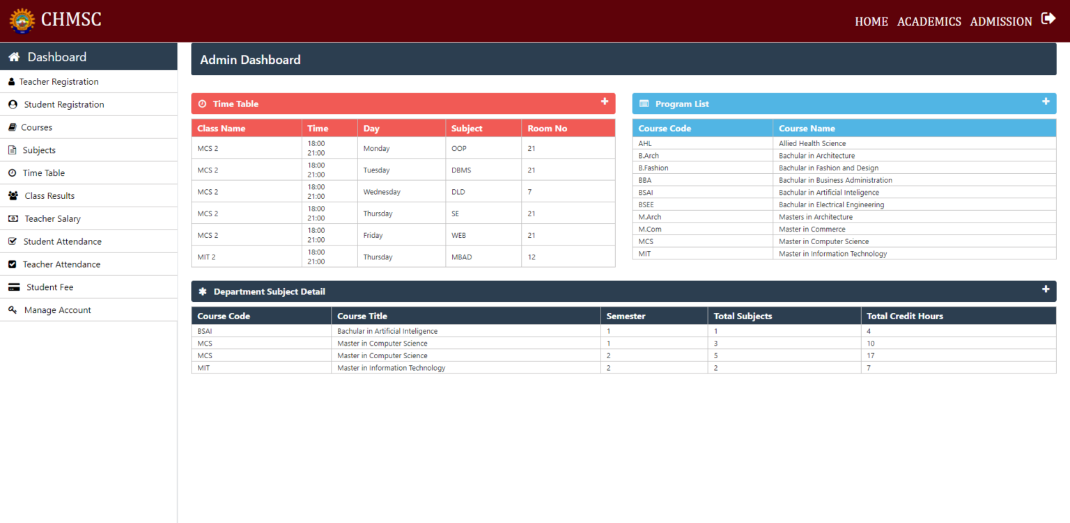 College Management System Project in PHP and MySQL