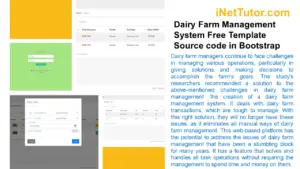 Dairy Farm Management System Free Template Source code in Bootstrap