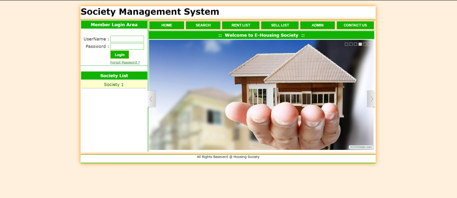 Society Management System Project In ASP Net with Source Code