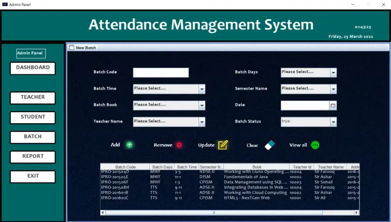 Attendance Management System Project in Java with Source Code