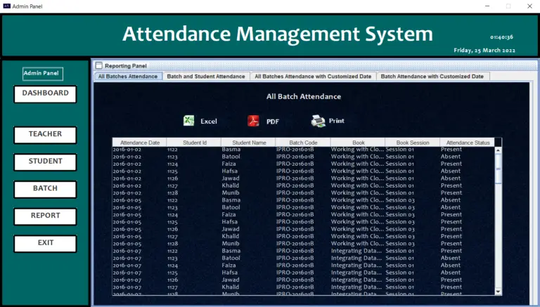 Attendance Management System Project in Java with Source Code